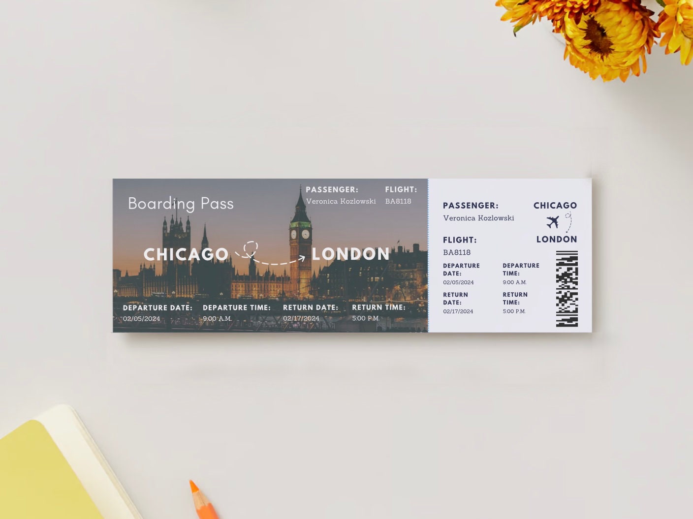 Editable Digital Boarding Pass Template for Canva 25 Premade Templates ...
