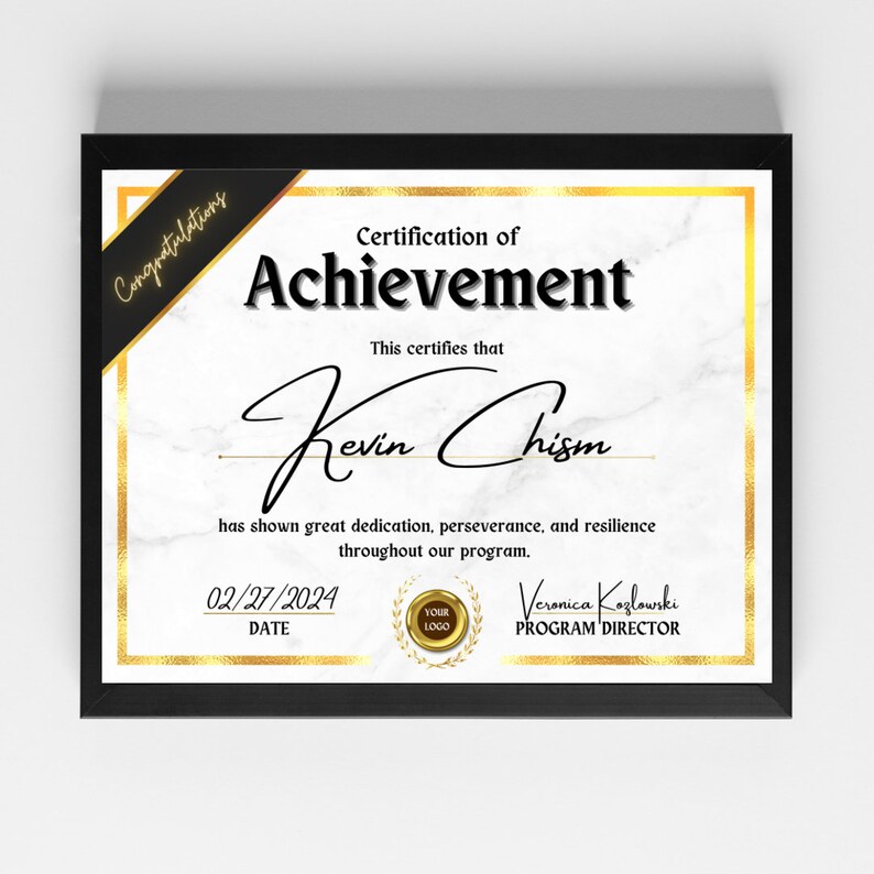 Certificate of Achievement Faux Gold Template Editable Canva Template ...