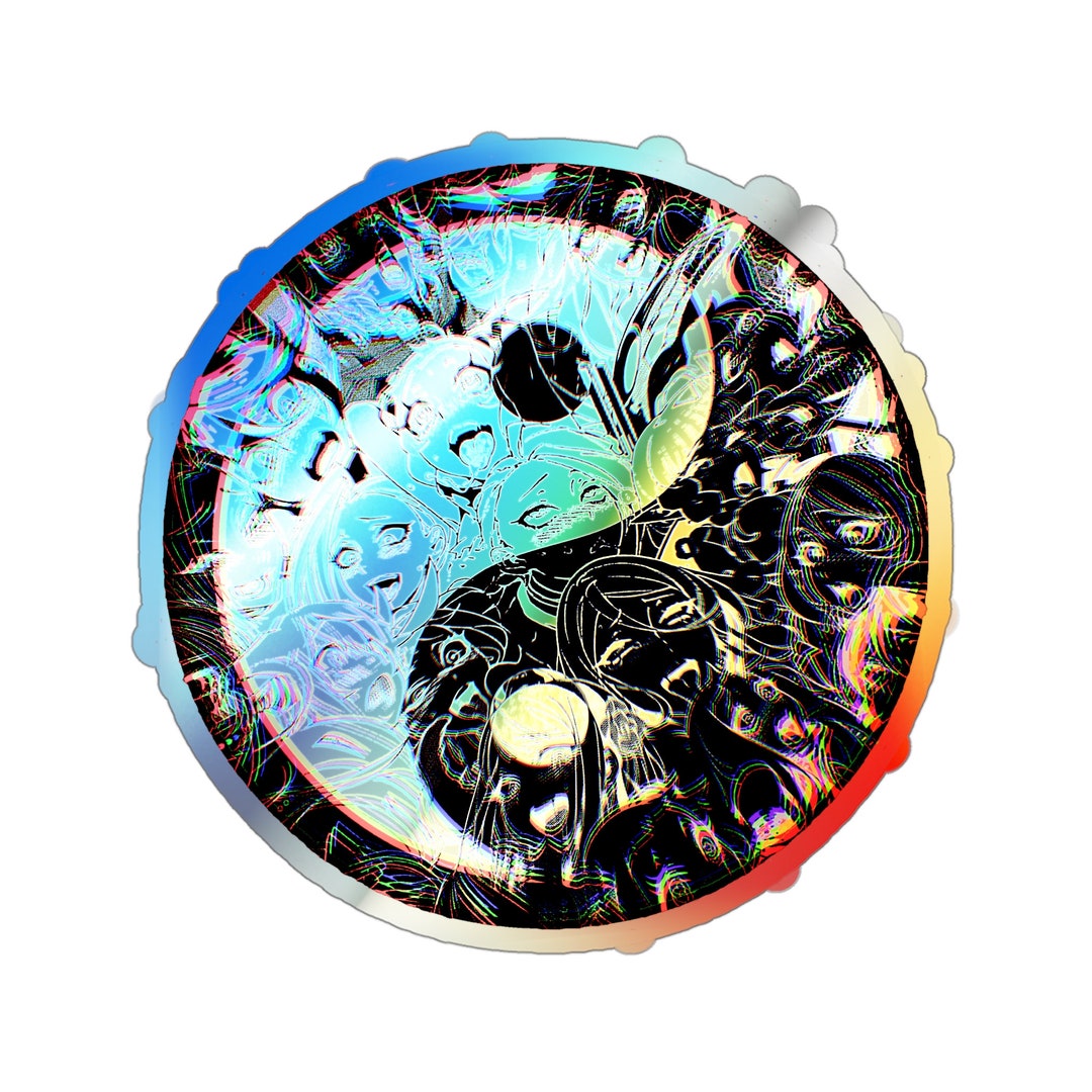 Holographic Ahegao Yin Yang Die-cut Anime Stickers, Lewd Skateboard ...