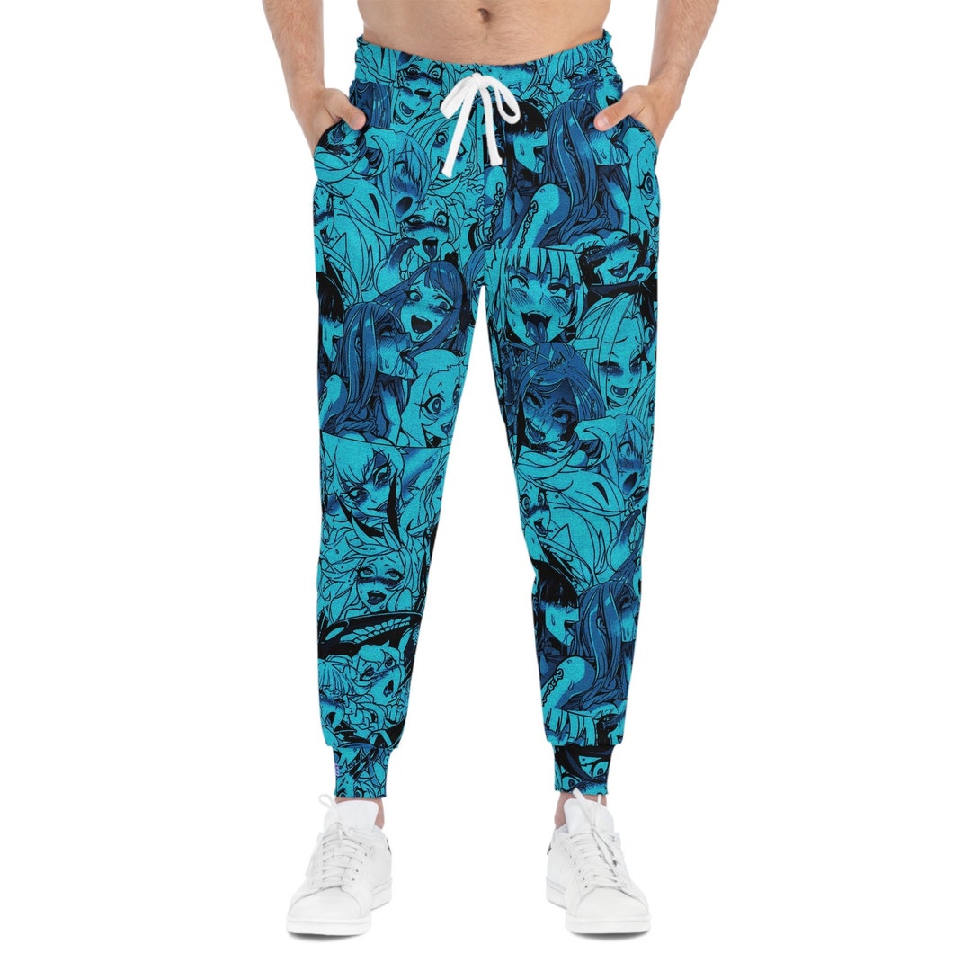 Unisex Anime Athletic Joggers, Deep Blue Ahegao Girls, Anime Sweat ...