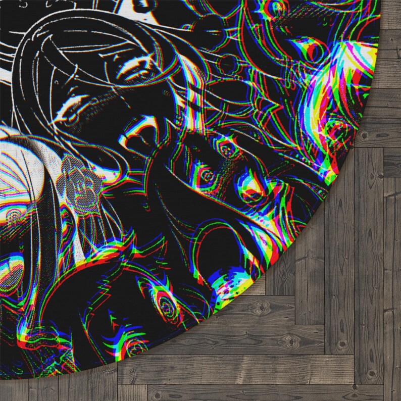 Anime Round Rug, 3D Yin Yang Ahegao Girls, Otaku Dorm Rug, Gameroom ...