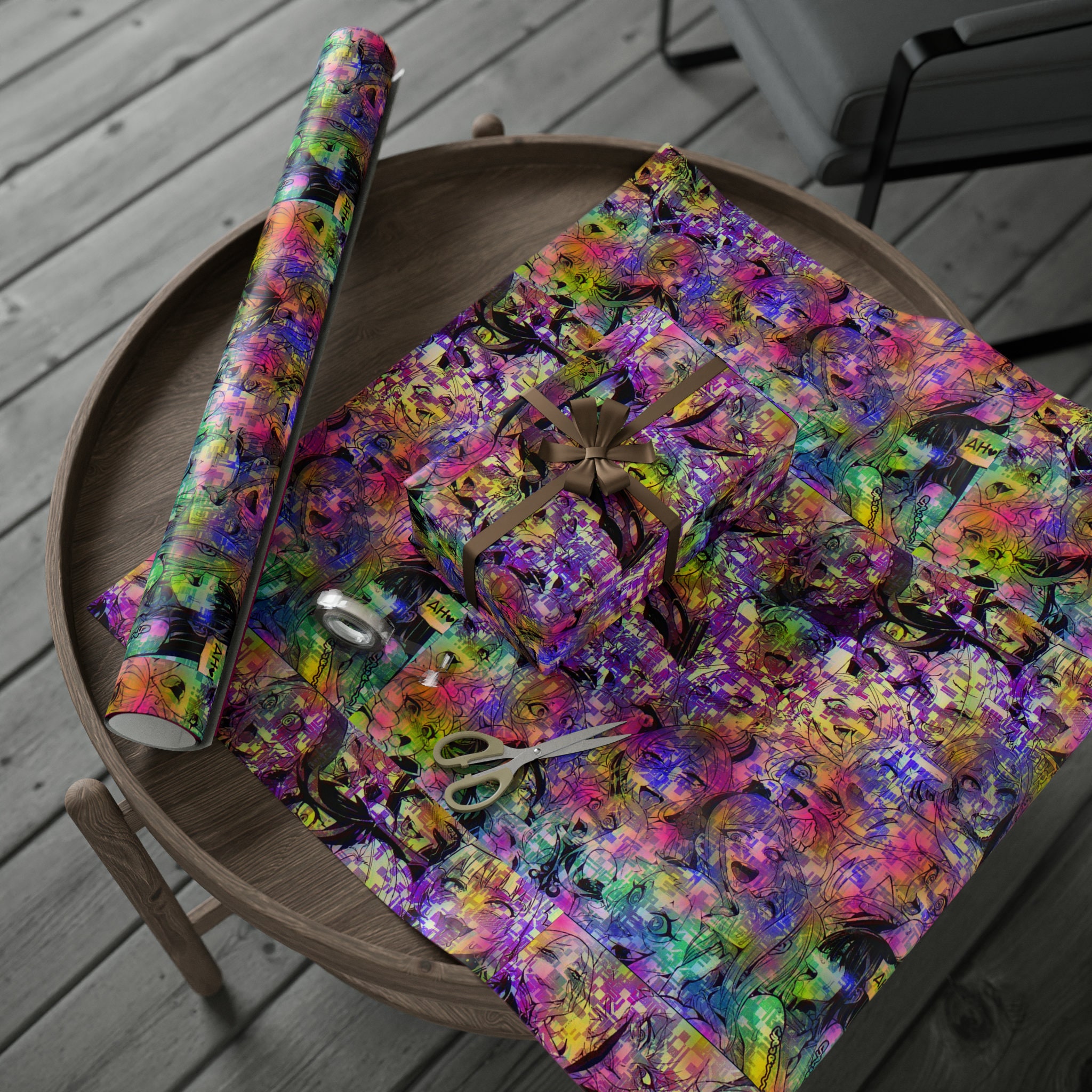 Anime Wrapping Paper : Ahegao Pattern, Cyber Glitch Punk Girls - Etsy