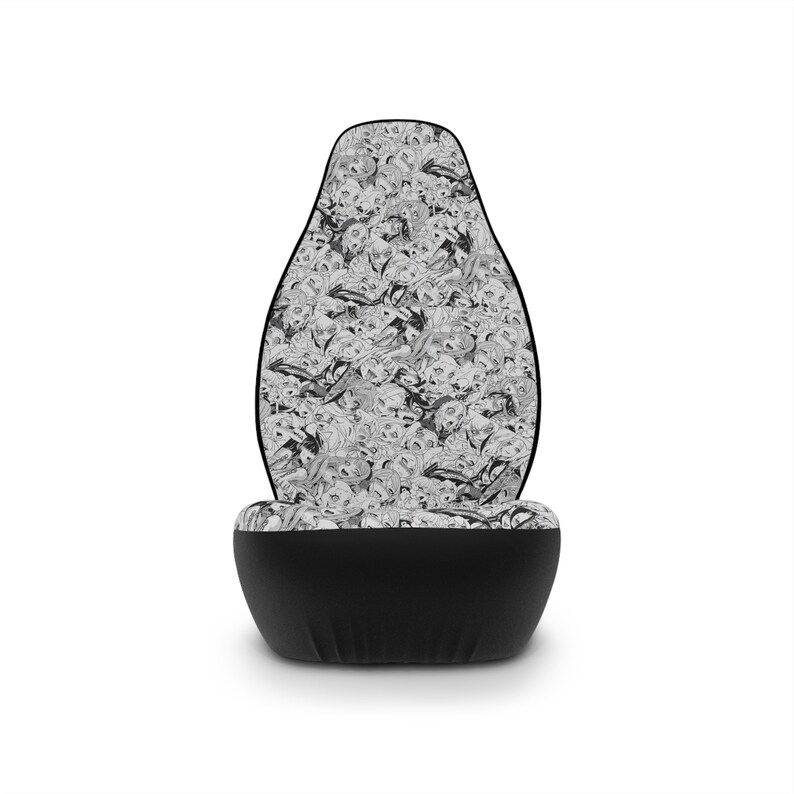 Anime Waifu Car Seat Covers2 Pack, Black & White Ahegao Pattern Otaku ...