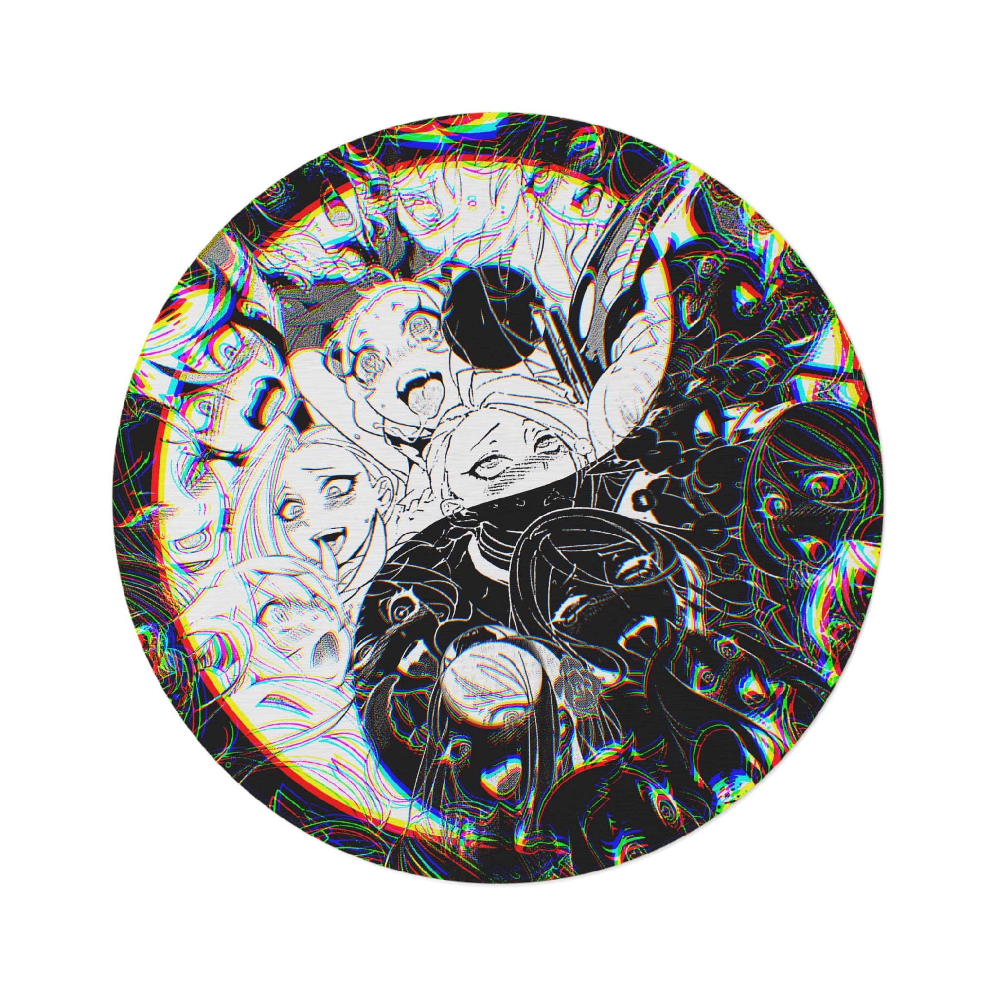 Anime Round Rug, 3D Yin Yang Ahegao Girls, Otaku Dorm Rug, Gameroom ...