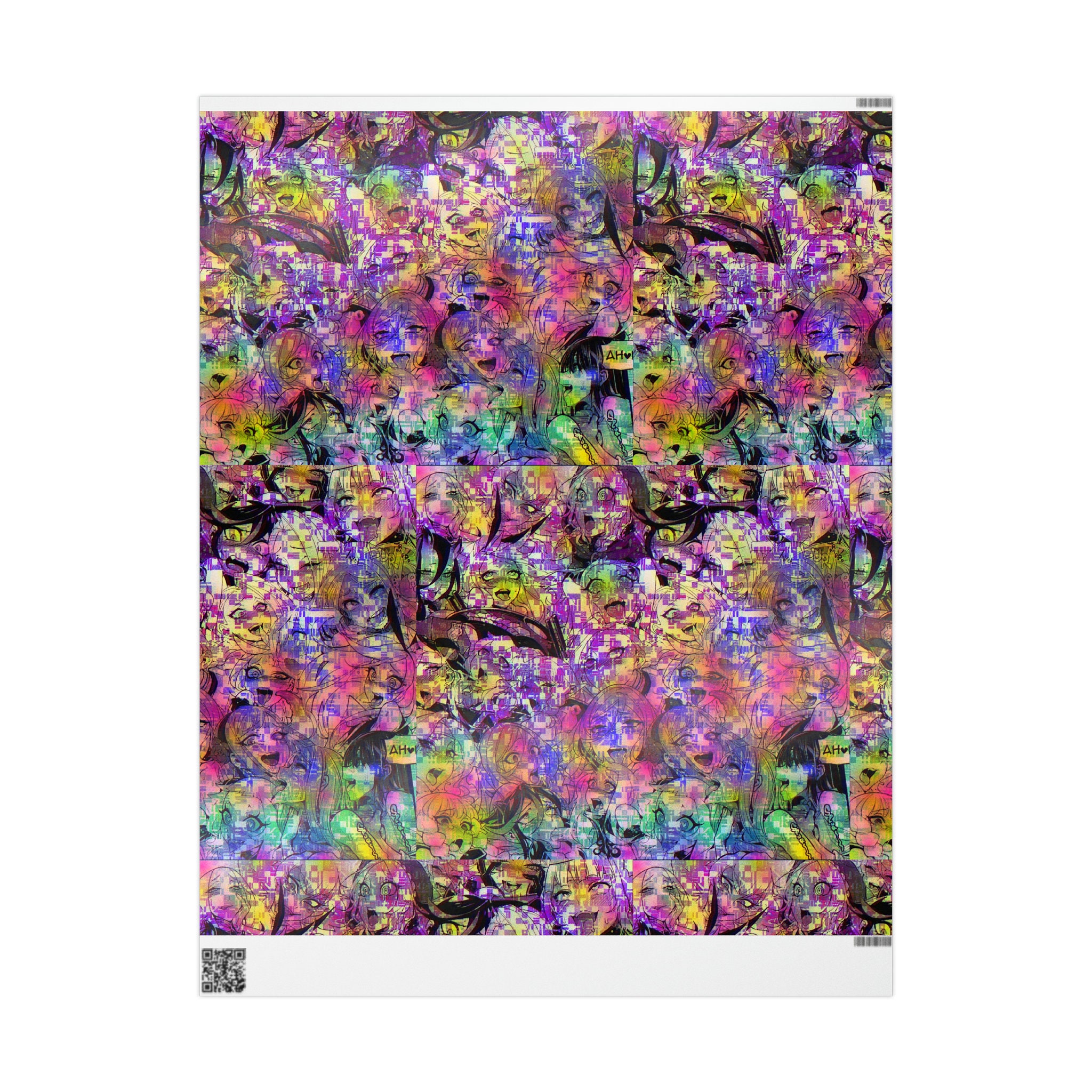 Anime Wrapping Paper : Ahegao Pattern, Cyber Glitch Punk Girls - Etsy
