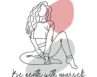 Be Gentle With Yourself Motivational Art Print, Poster, Simple Design ...