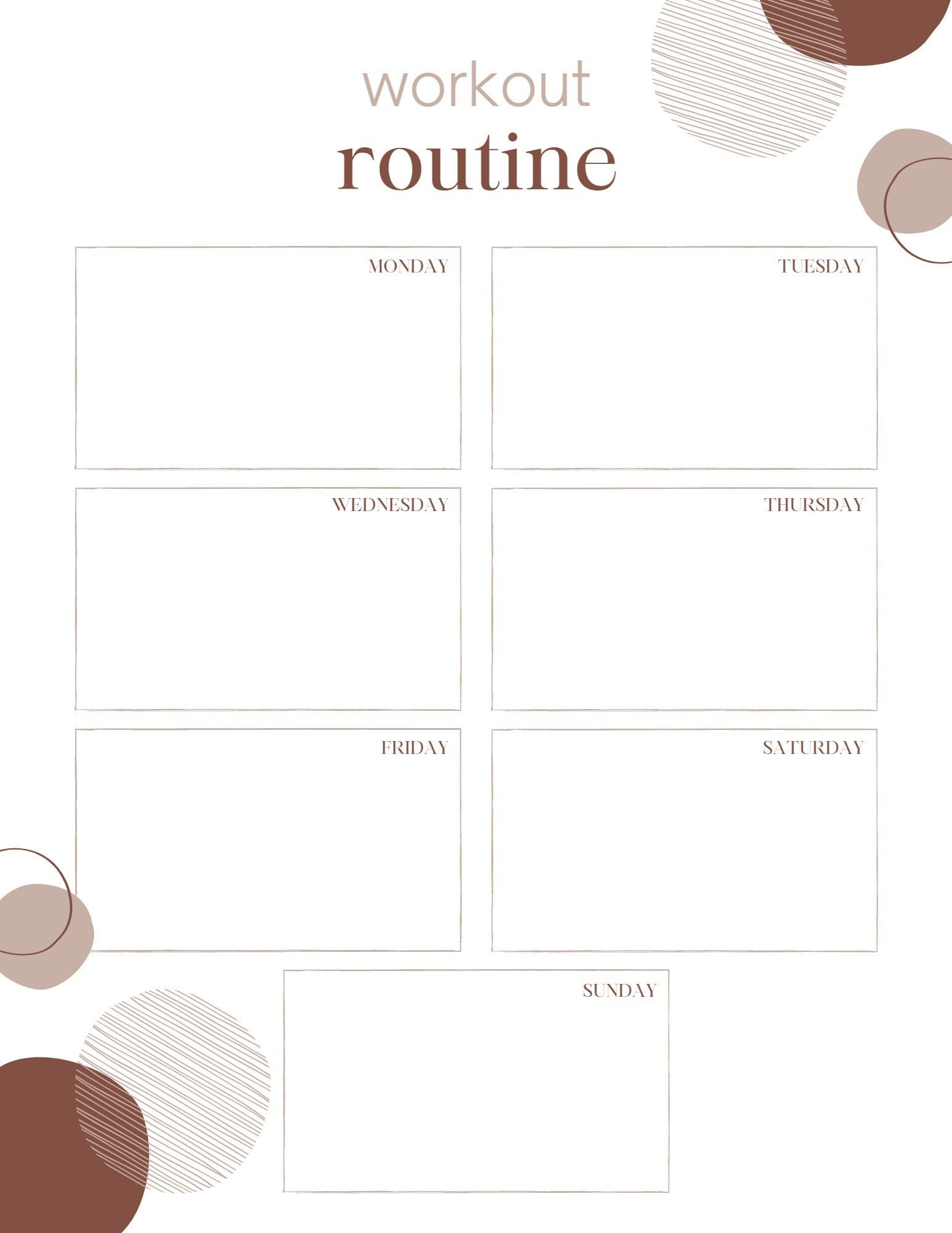 Workout Routine Worksheet - Etsy