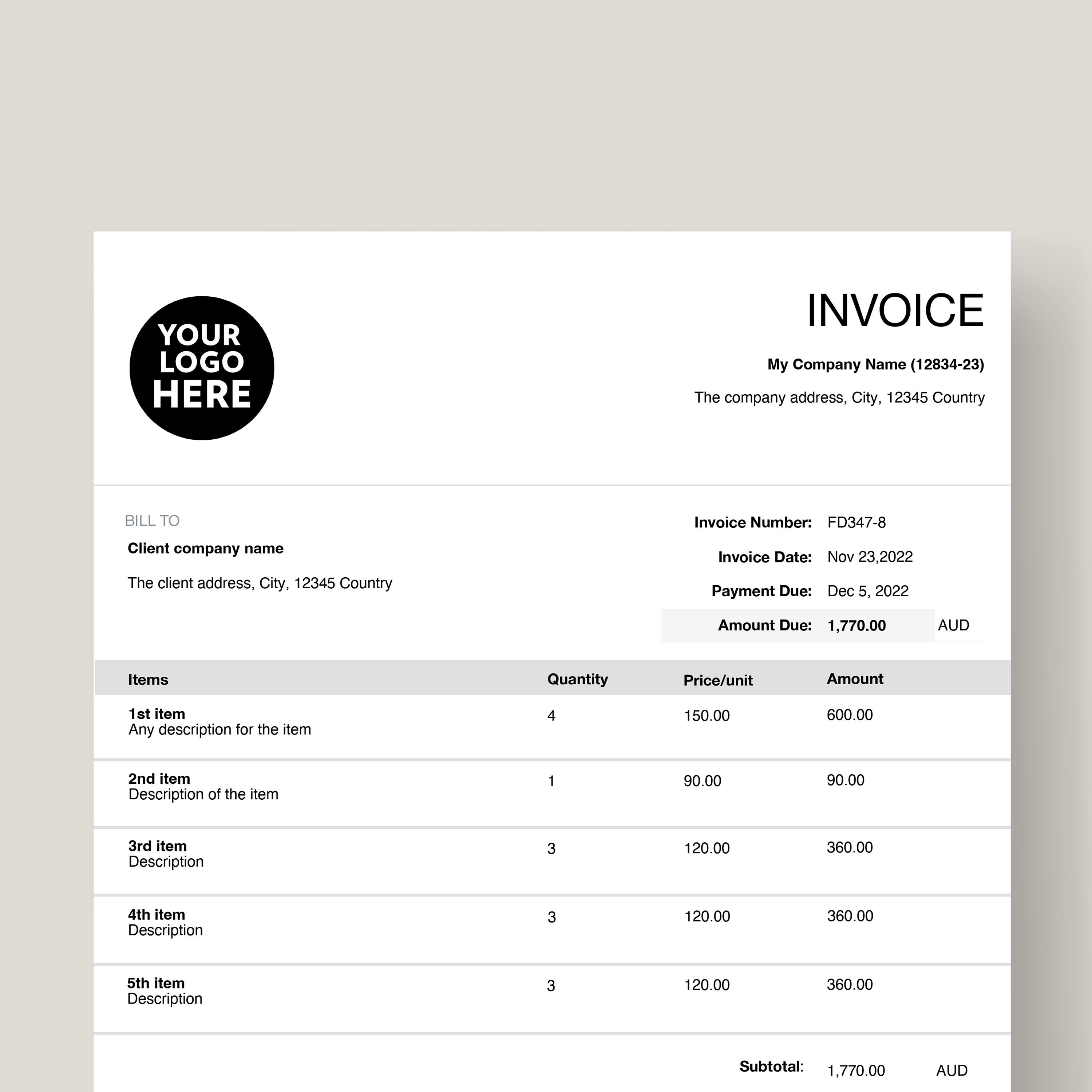 Freelance Graphic Design Invoice Template