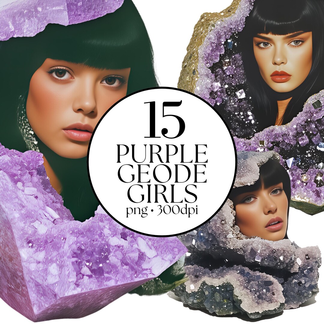 Purple Geode Girls Clipart Bundle Vintage Girl Graphics 15 High Quality ...
