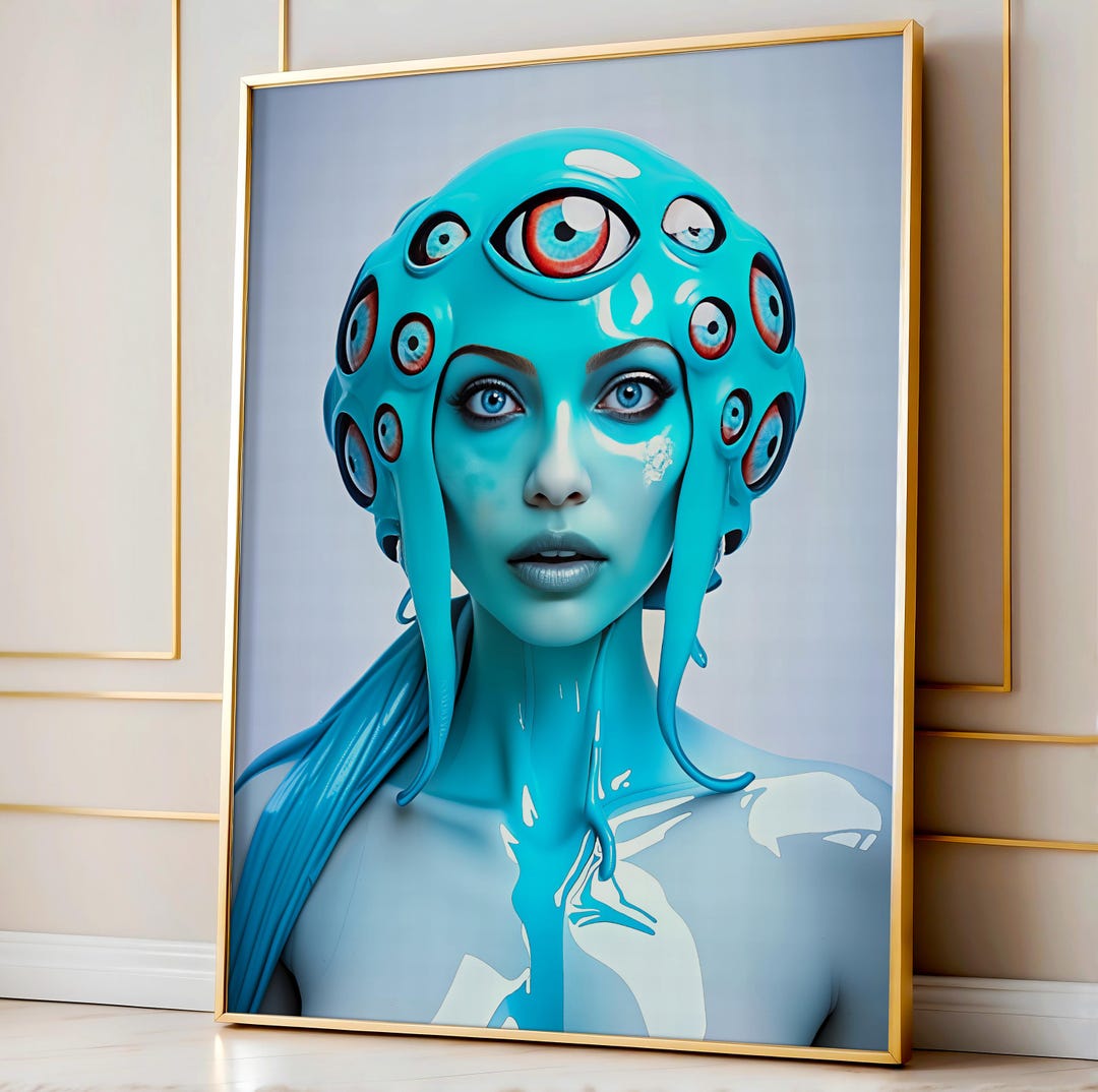 Alien Girl Print, Blue Mutant Woman, Extraterrestrial Wall Art ...