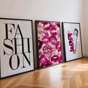 Trendy Pink Fashion Prints | Pink Kiss Lips Poster | Minimalist Digital ...
