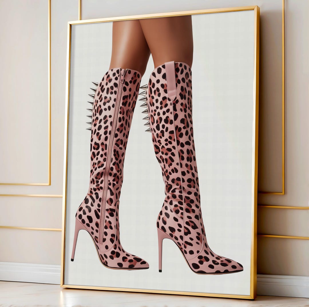 Pink Leopard Boots Print: Retro Femme Fatale Art (digital Download) - Etsy