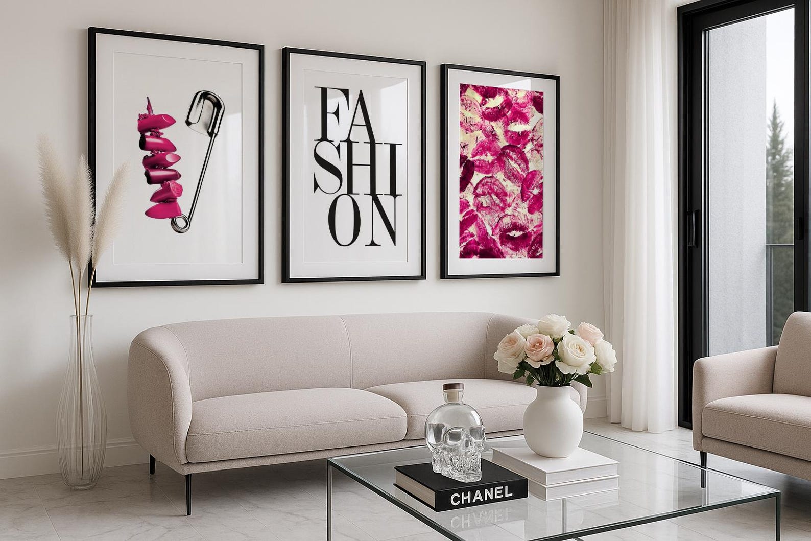 Trendy Pink Fashion Prints | Pink Kiss Lips Poster | Minimalist Digital ...