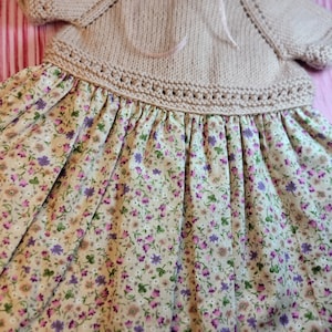 Handmade Beige Baby Dress With Floral Skirt, Unique Newborn Baby Outfit ...