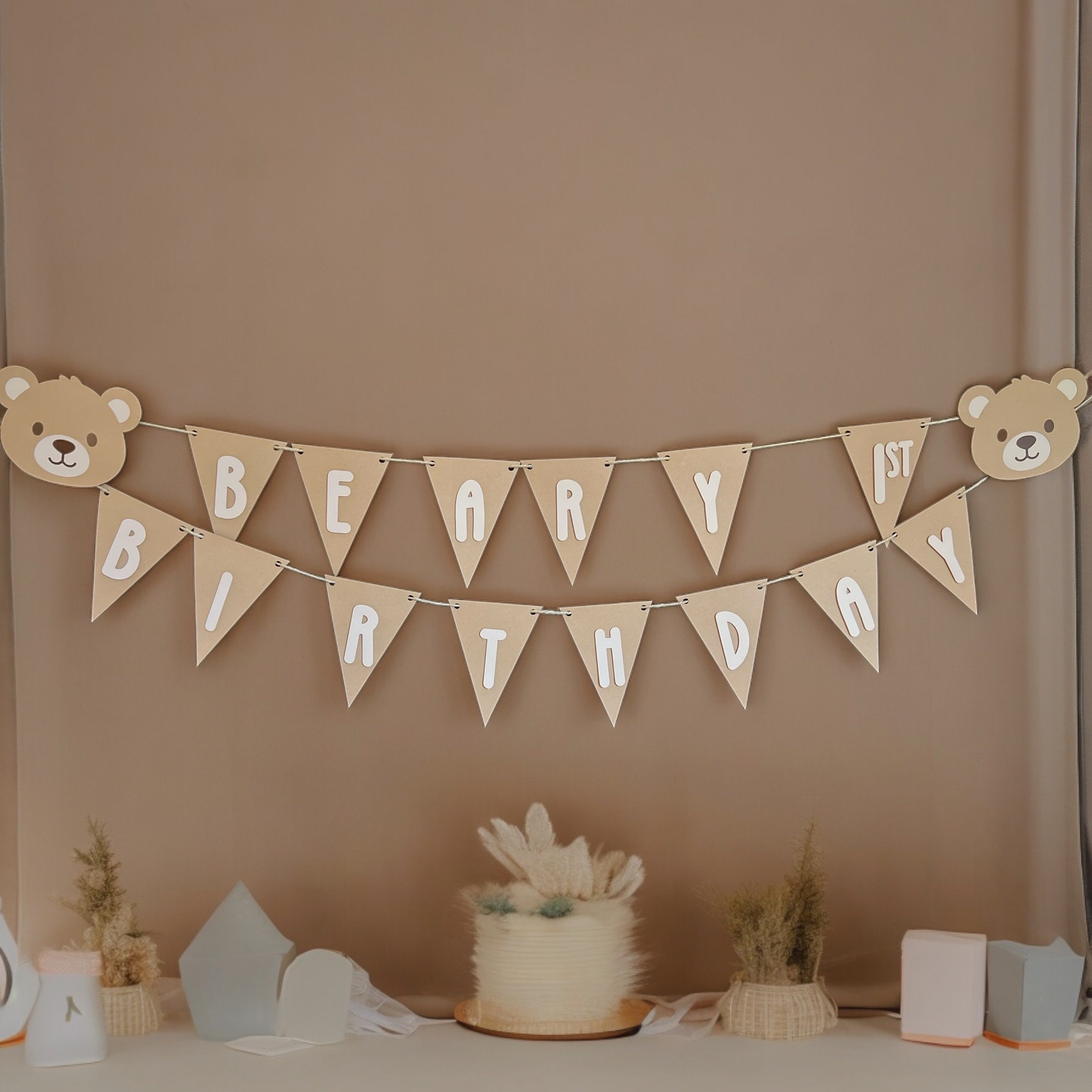Beary First Birthday Banner Beary First Birthday Teddy Bear Birthday ...