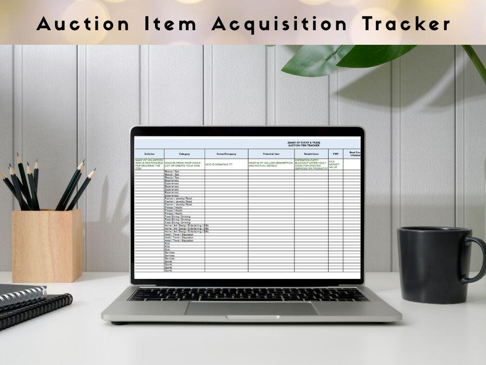 Auction Item Tracker Spreadsheet | Silent Auction Donation Tracking ...