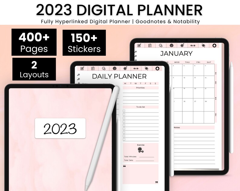 2023-2024 Digital Planner for Goodnotes, Ipad, Notability (dated and ...