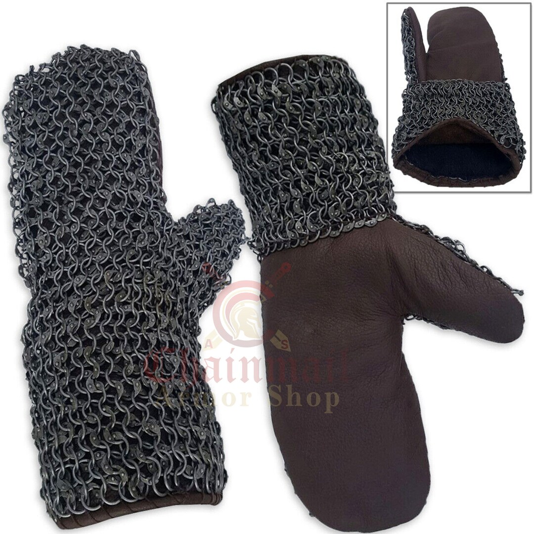 Medieval Chainmail Mittens 9mm Round Ring Riveted Handmade - Etsy