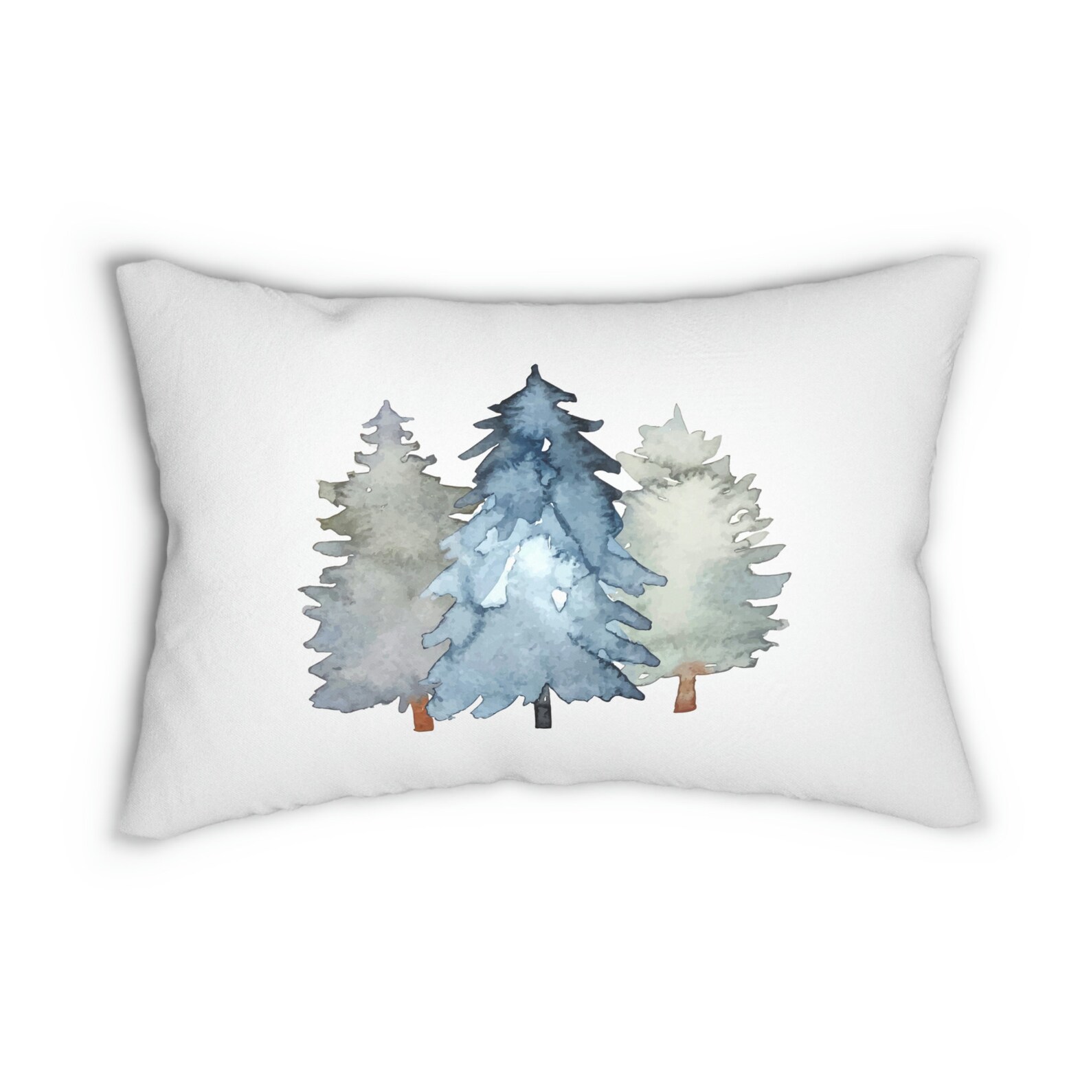 Watercolor Winter Trees Lumbar Pillow: Cozy Farmhouse Decor - Etsy