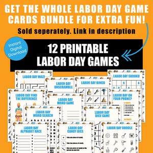 Labor Day Bingo Game Instant Download Labor Day Bingo Game Card ...