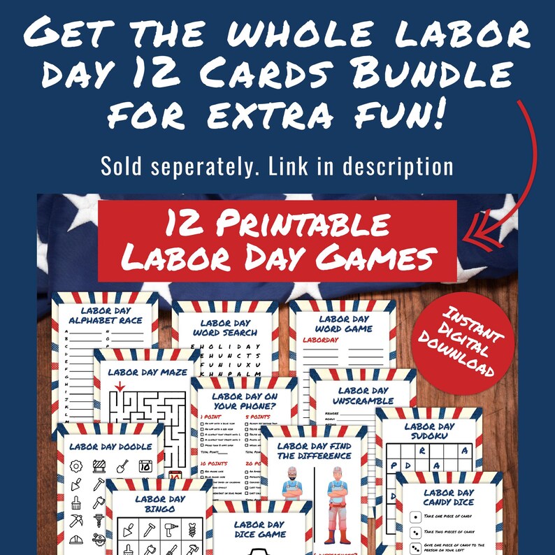 Labor Day Dice Game Instant Download Labor Day Dice Game Card Printable ...