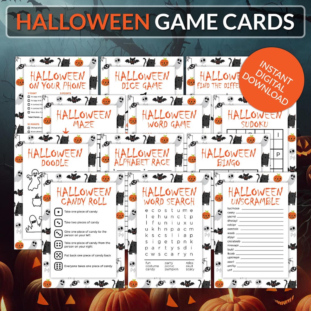 12 Halloween Party Games Bundle Spooky Printable Fun for Kids, Adults ...