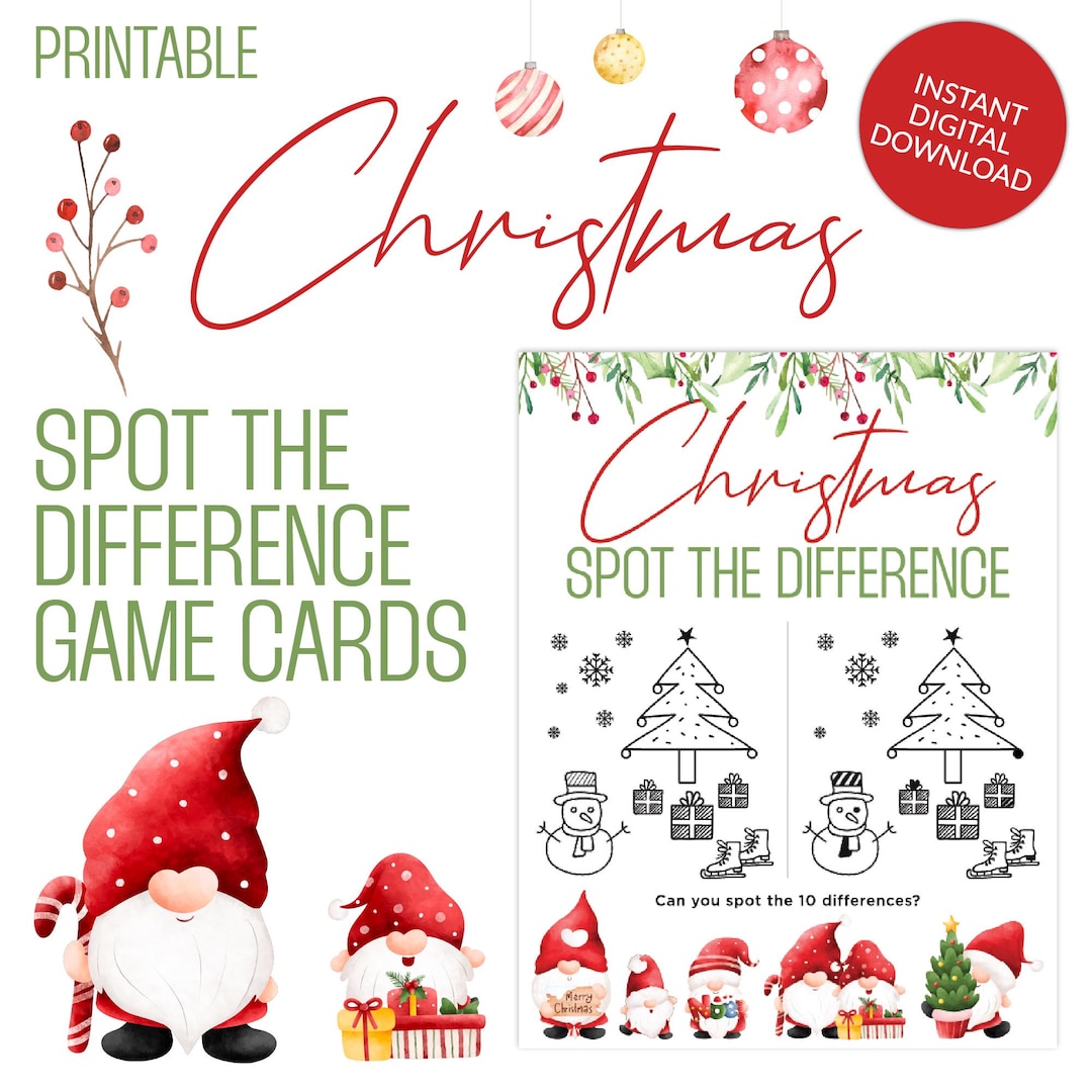 Christmas Spot the Difference Party Game Printable Fun Christmas Game ...