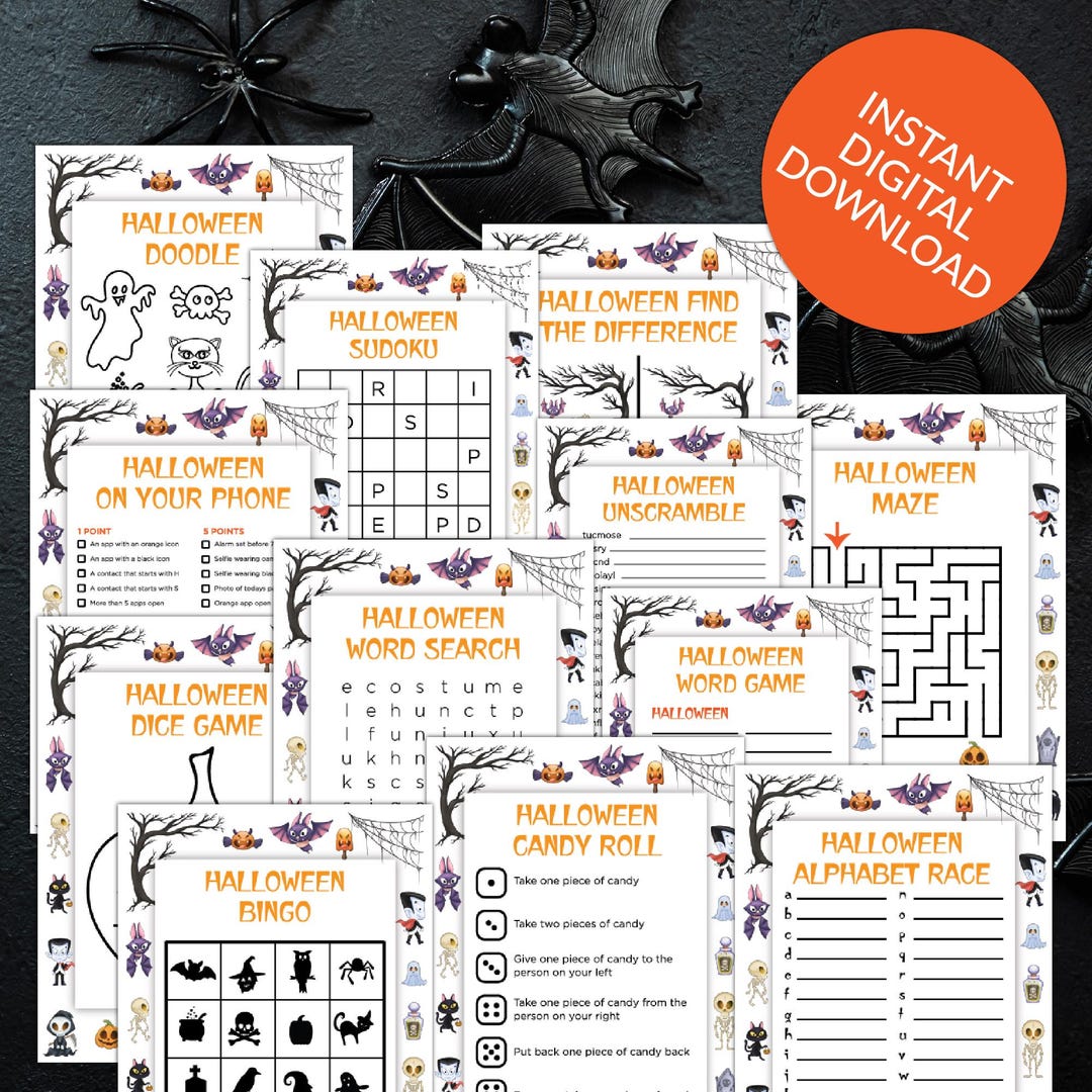Halloween Party Games Printable Bundle 12 Fun & Easy Halloween Game ...