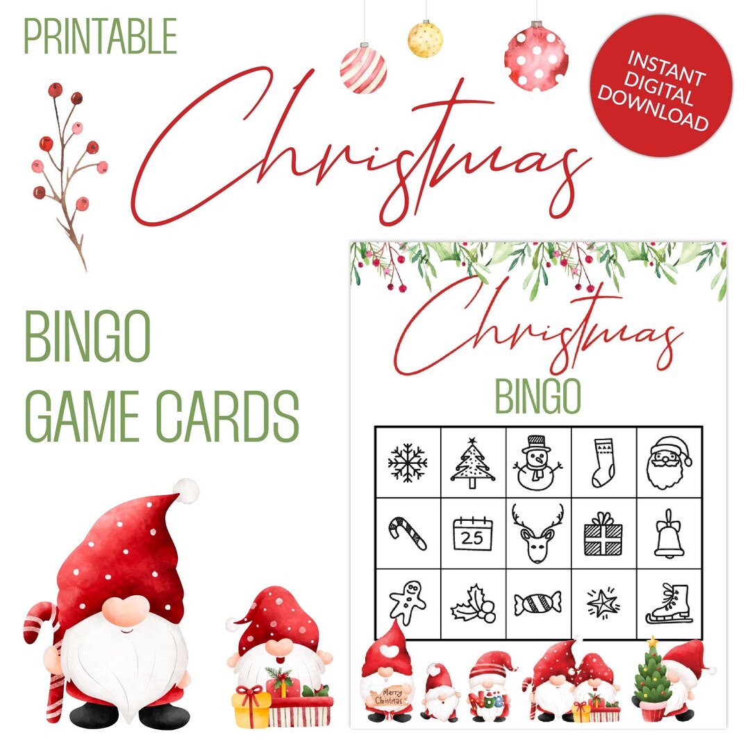Christmas Bingo Party Games Printable Fun & Easy Christmas Bingo Game ...