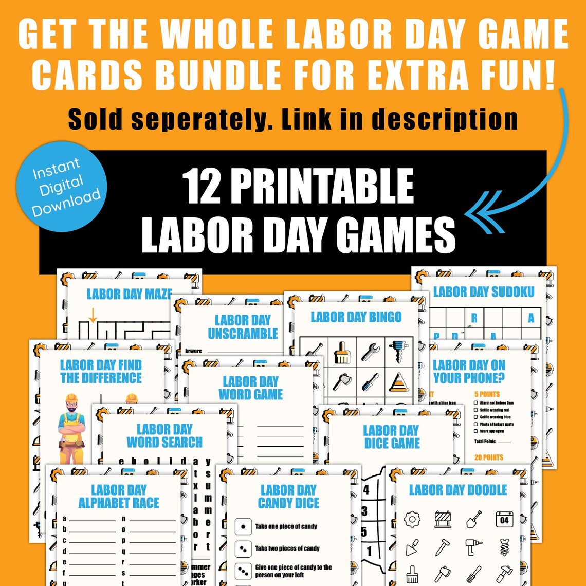 Labor Day Sudoku Game Card Instant Download Game Card Printable I 8 ...