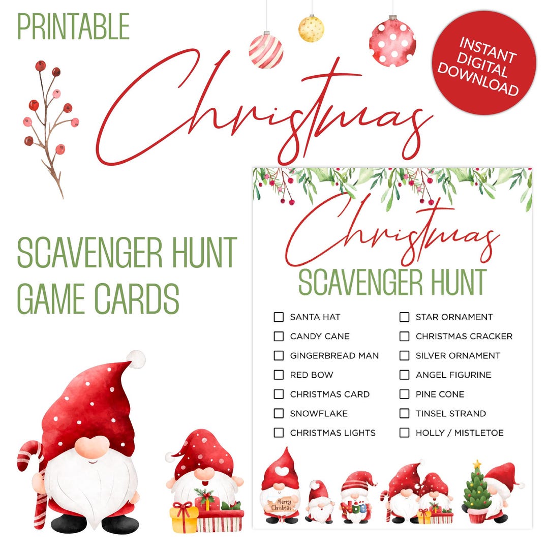 Christmas Party Scavenger Hunt Game Printable Fun & Easy Christmas Game ...