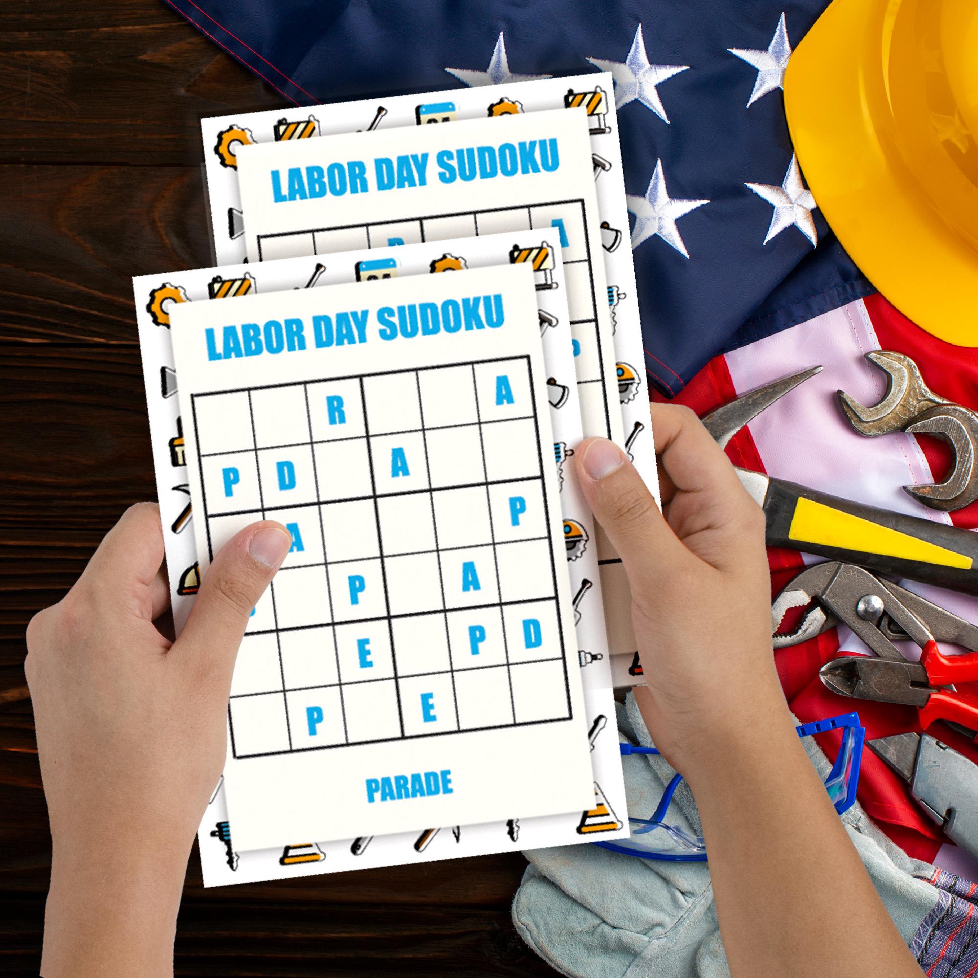 Labor Day Sudoku Game Card Instant Download Game Card Printable I 8 ...
