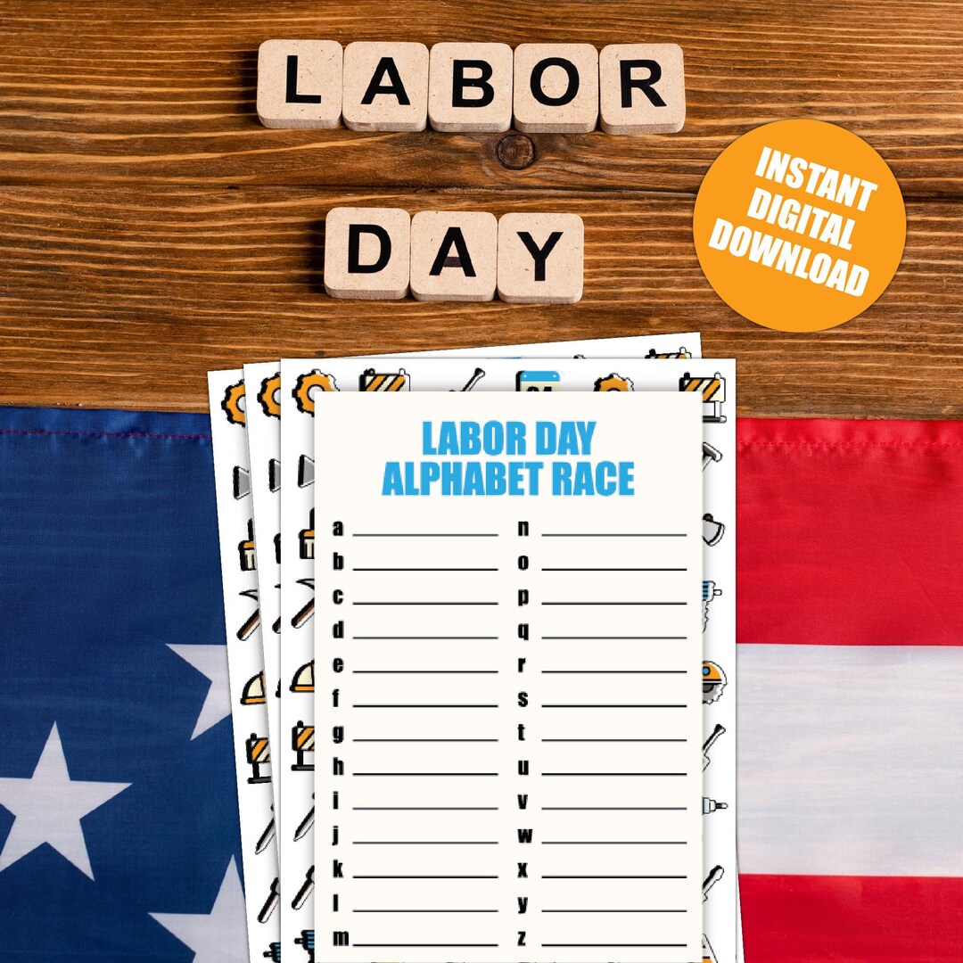 Labor Day Alphabet Race Game Instant Download Labor Day Alphabet Race ...