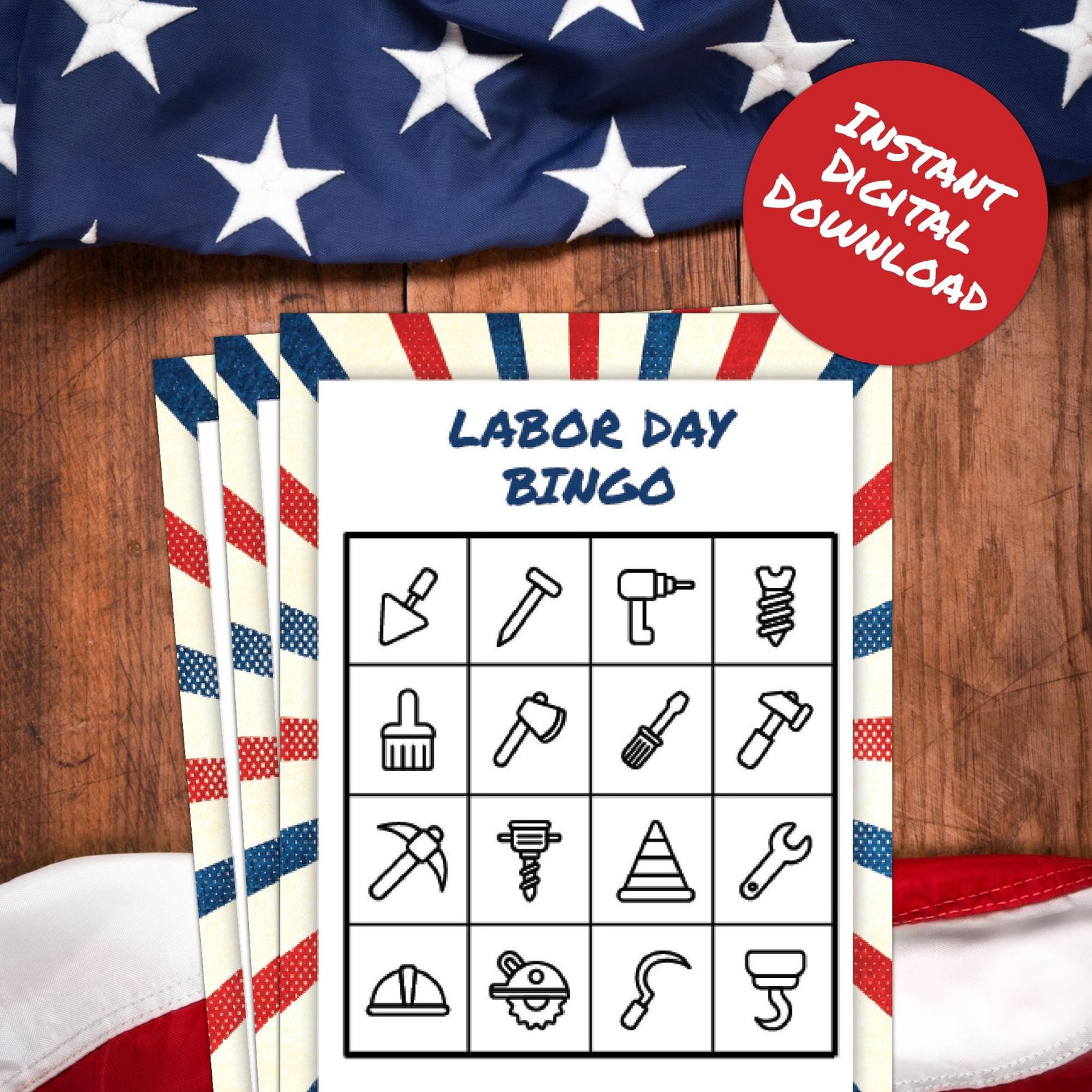 Labor Day Bingo Game Instant Download Labor Day Bingo Game Card ...