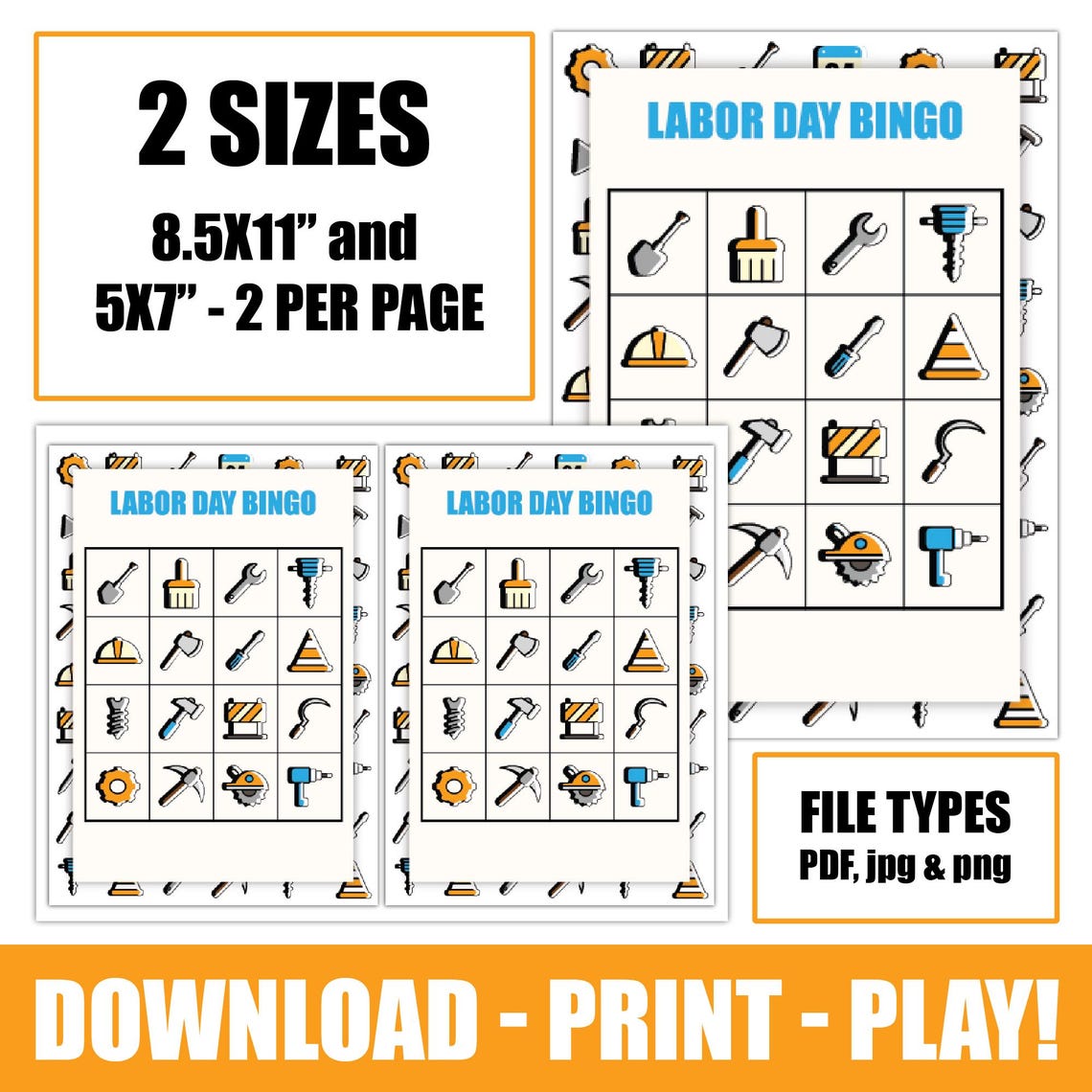 Labor Day Bingo Game Instant Download Labor Day Bingo Game Card ...
