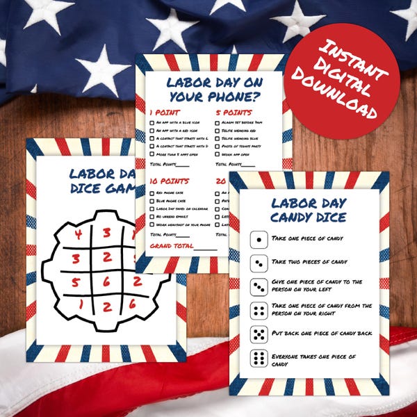 Labor Day Sudoku Game Card Instant Download Game Card Printable I 8 ...