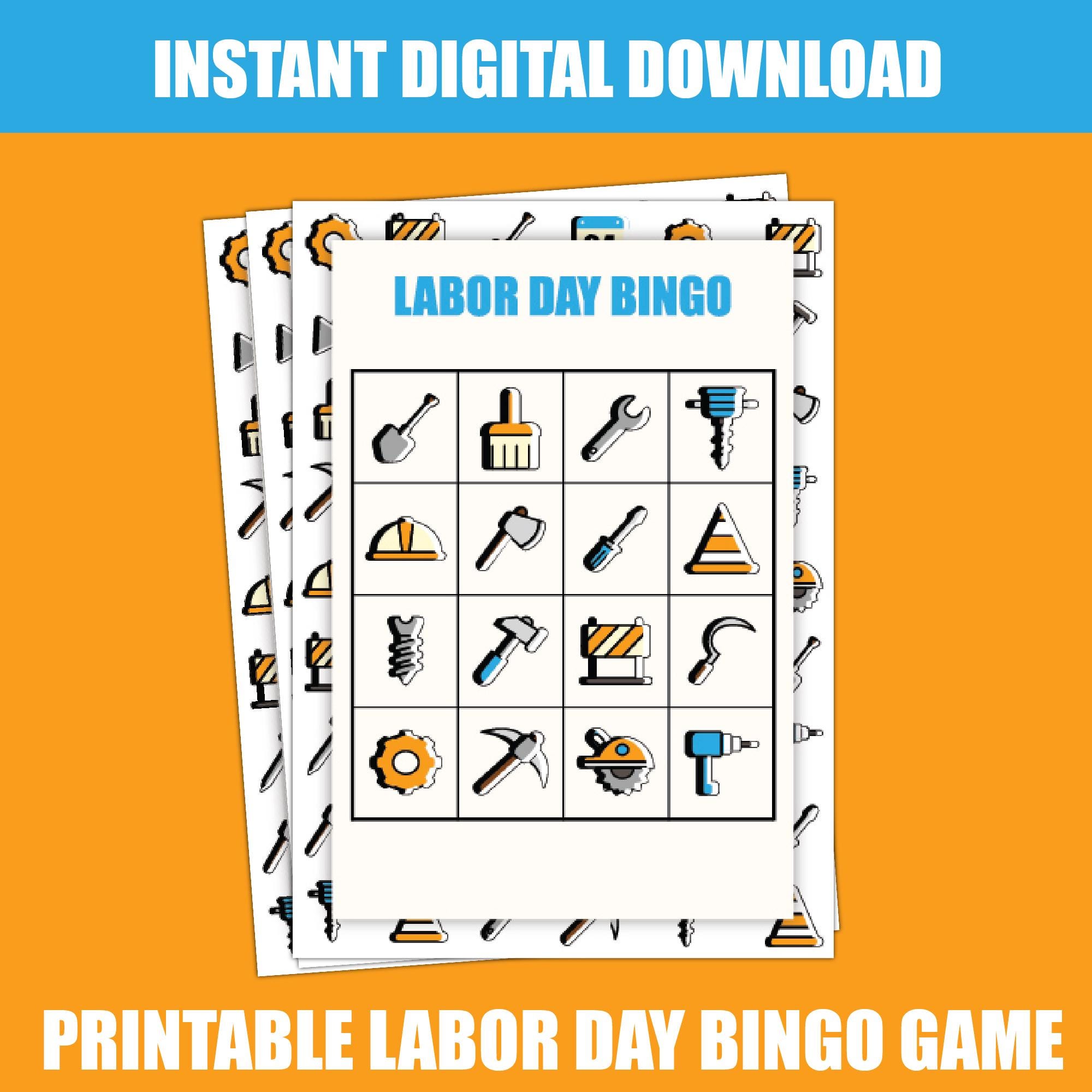 Labor Day Bingo Game Instant Download Labor Day Bingo Game Card ...