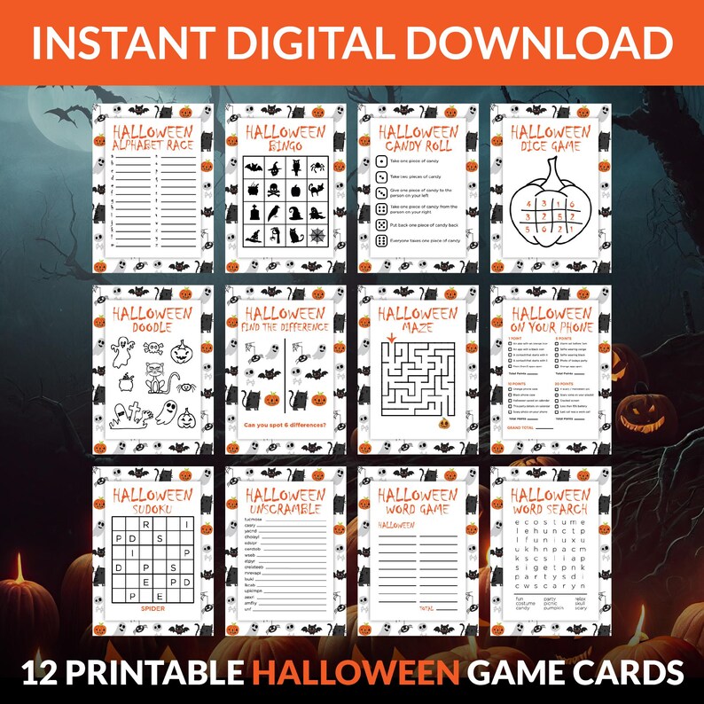 12 Halloween Party Games Bundle Spooky Printable Fun for Kids, Adults ...