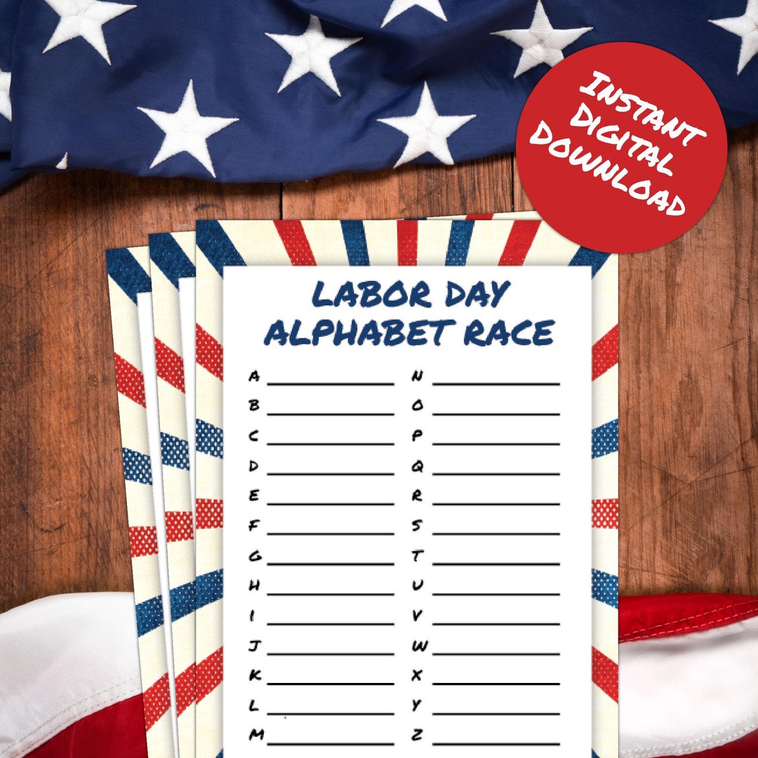 Labor Day Alphabet Race Game Instant Download Labor Day Alphabet Race ...