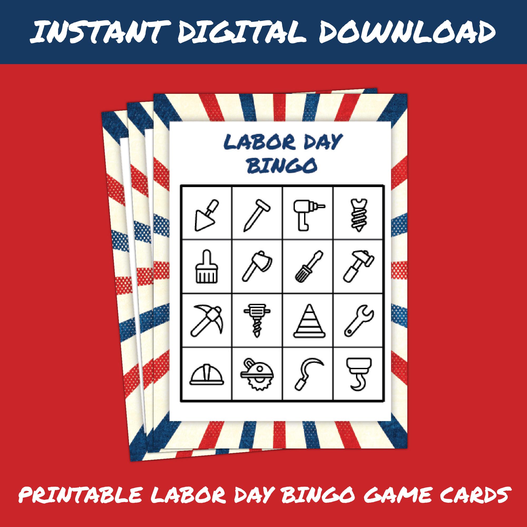 Labor Day Bingo Game Instant Download Labor Day Bingo Game Card ...