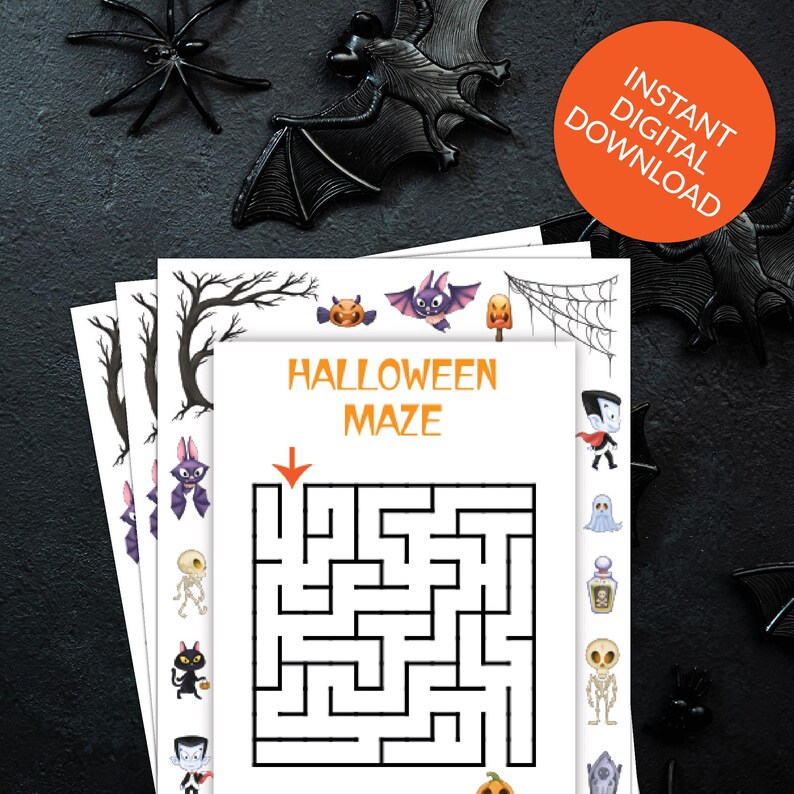 Halloween Party Games Printable Maze Fun & Easy Halloween Maze Game ...
