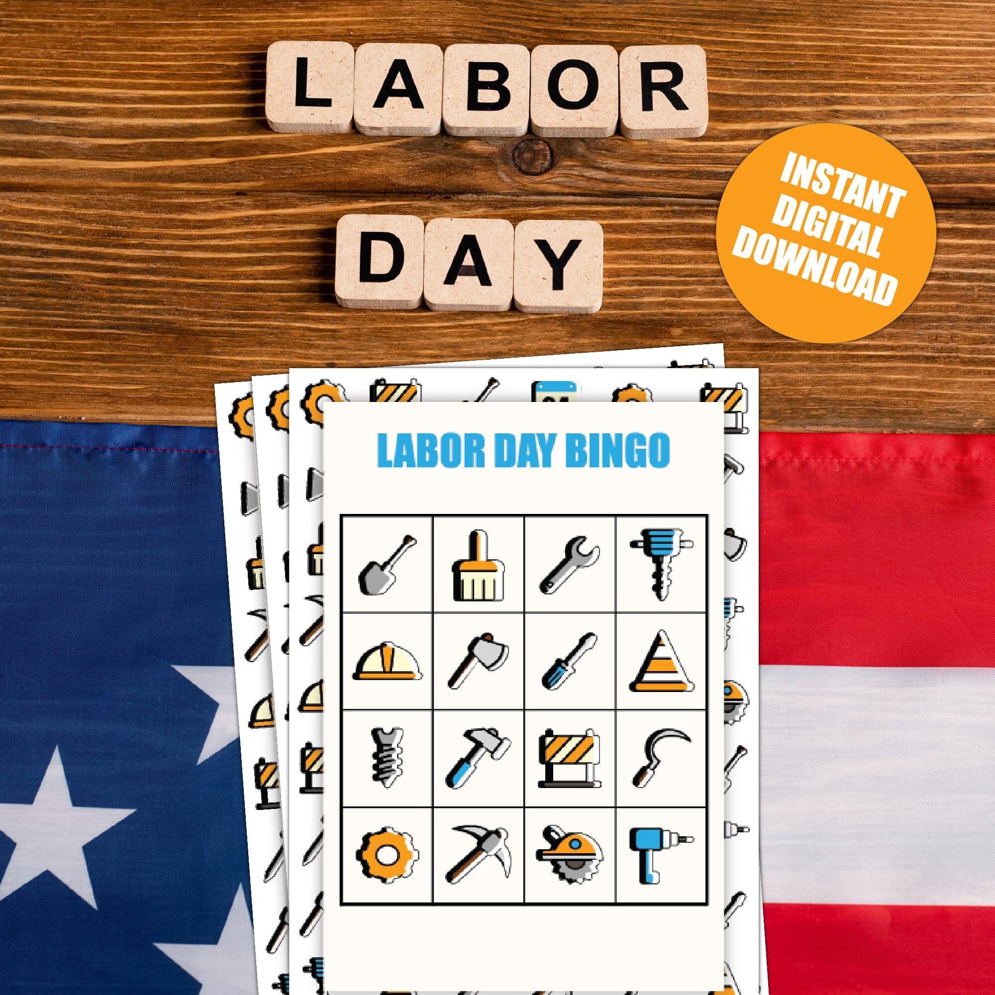 Labor Day Bingo Game Instant Download Labor Day Bingo Game Card ...