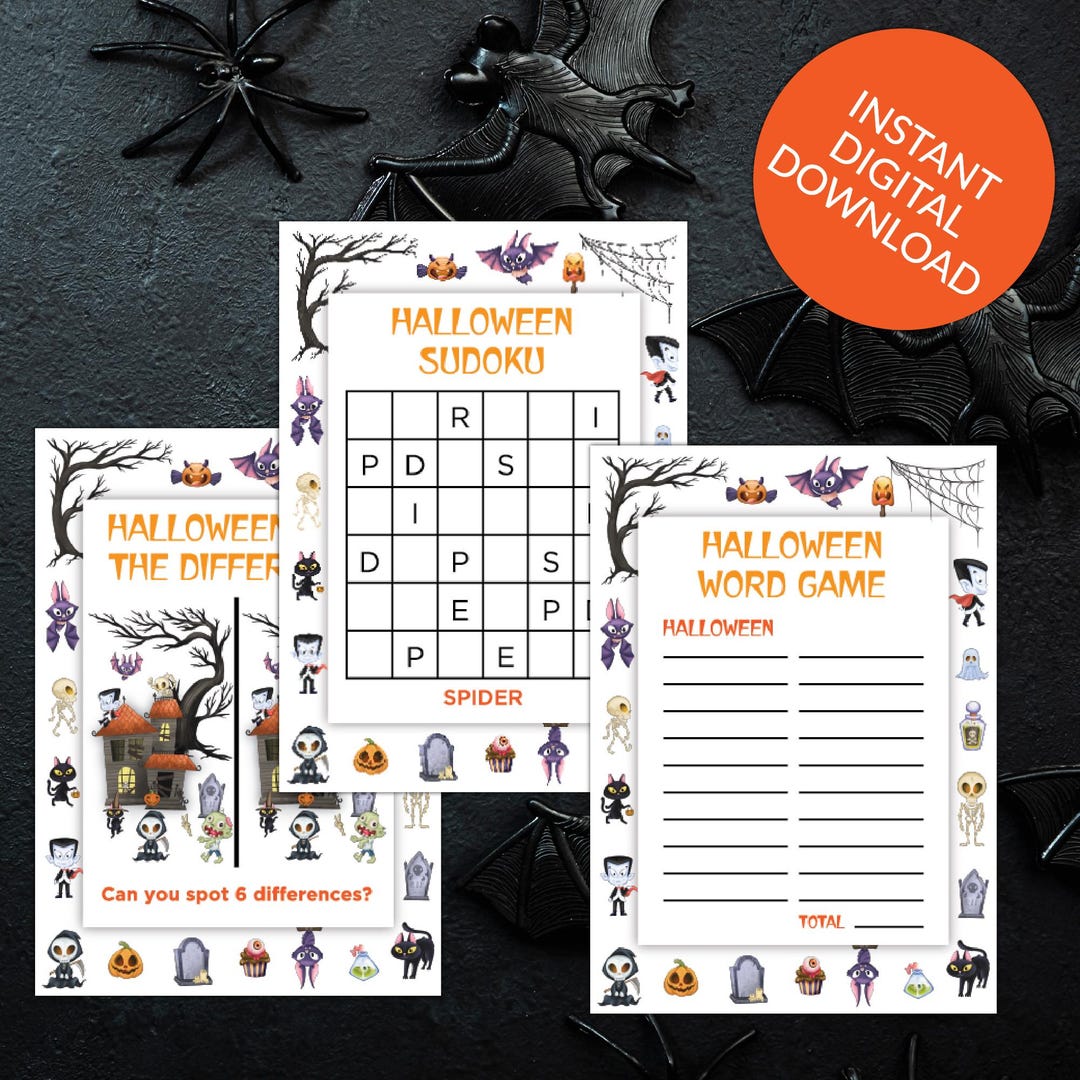 Halloween Party Games Printable Bundle 3 Fun & Easy Halloween Game ...