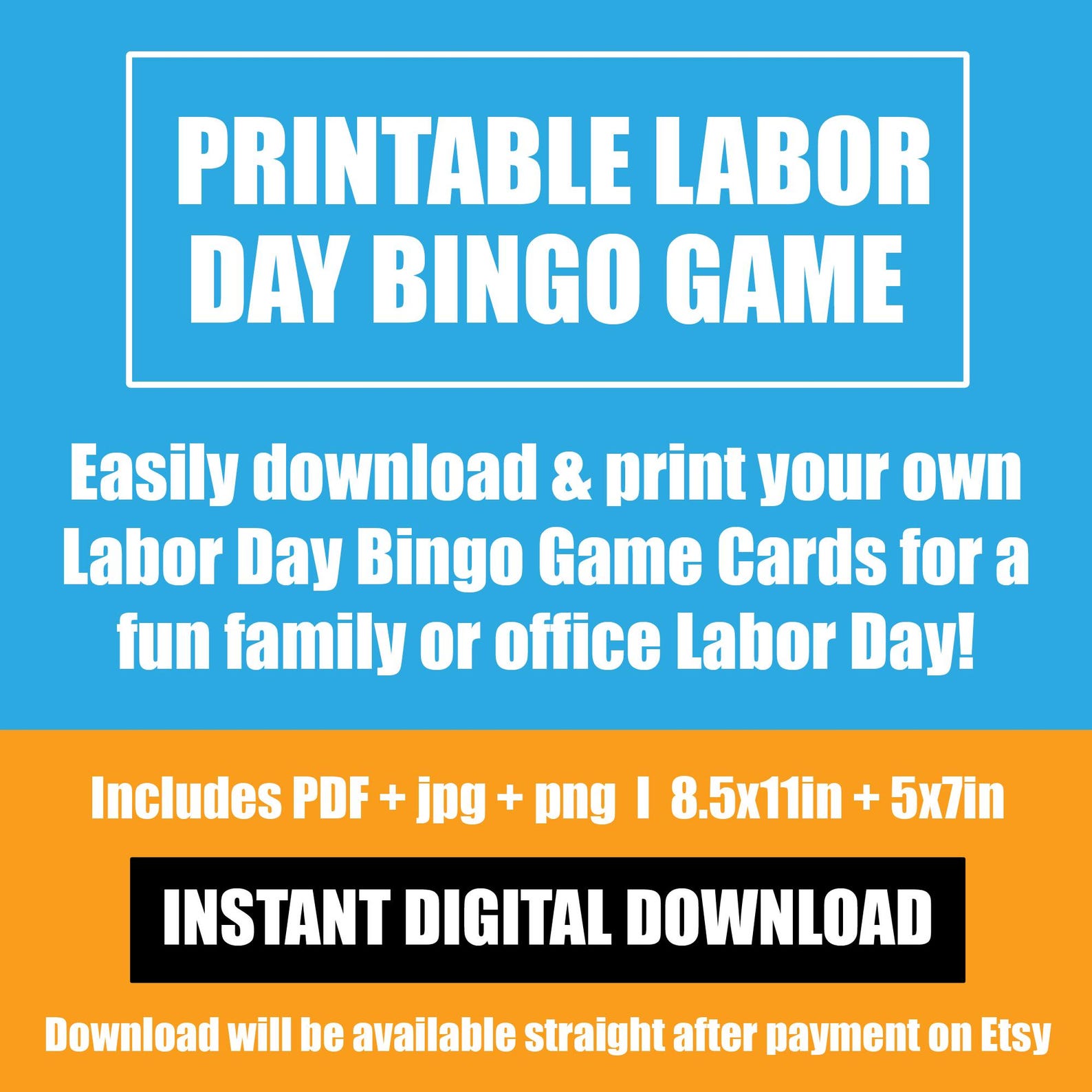 Labor Day Bingo Game Instant Download Labor Day Bingo Game Card ...