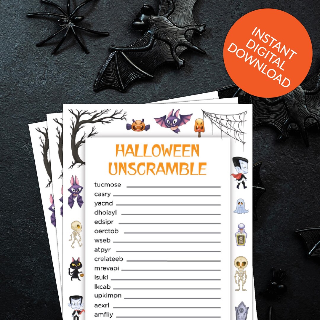 Halloween Party Games Printable Word Unscramble Fun Word Unscramble ...