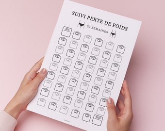 Suivi perte de poids 52 semaines format A4, A5, A6, tracker perte de ...