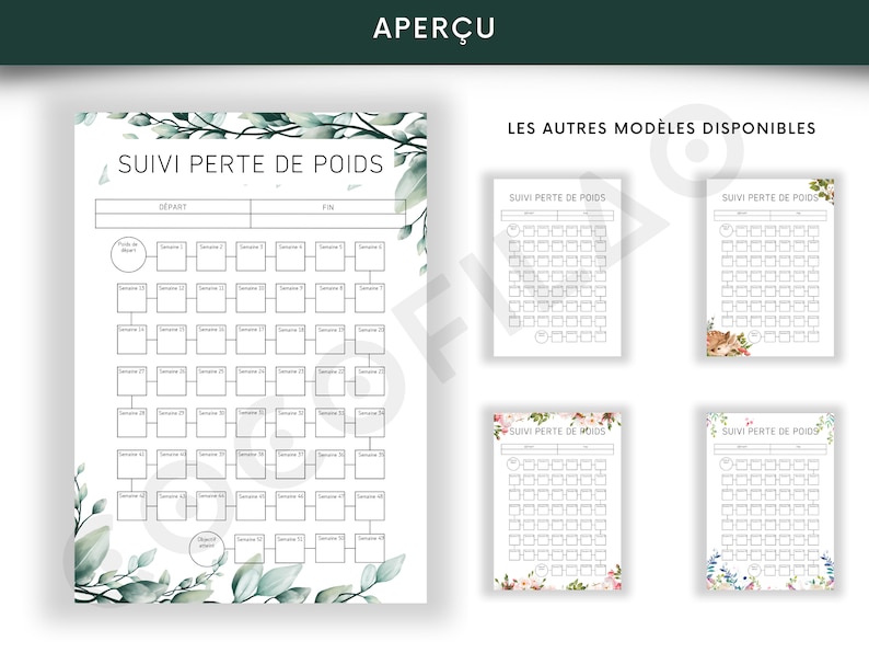 Suivi perte de poids 52 semaines format A5 A6 85x16cm - Etsy France