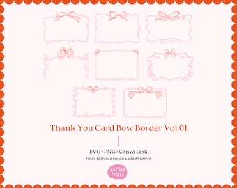 Hand Drawn Bow Border Frame Illustration PNG, Wavy Border With Bow in ...