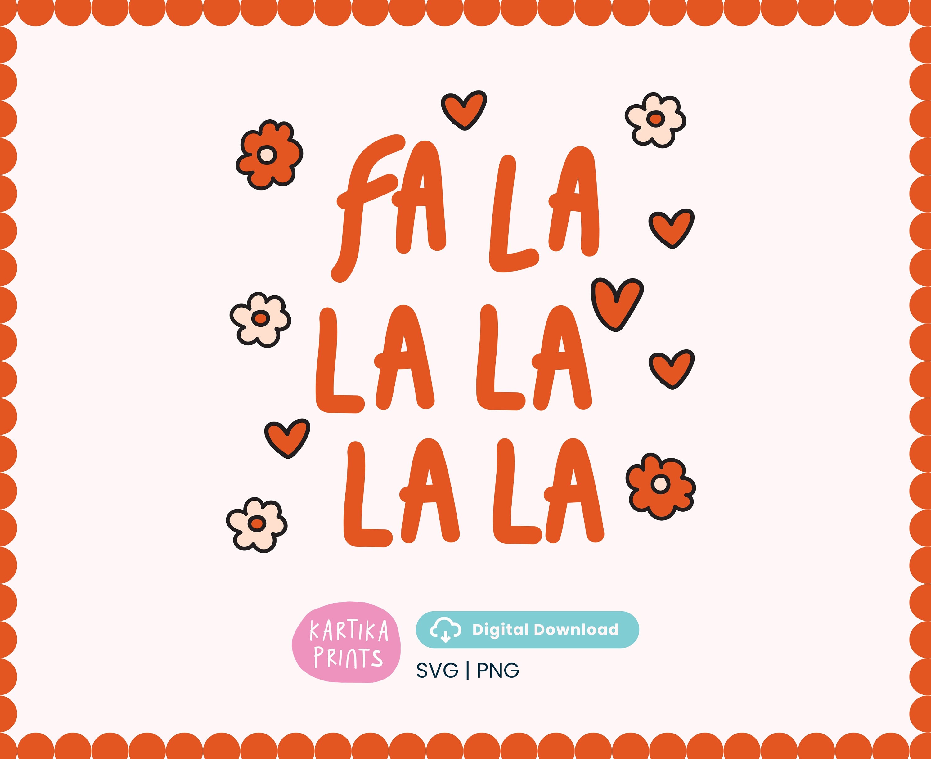 Fa La La La SVG Cut File for Silhouette or Cricut, Christmas Hand ...