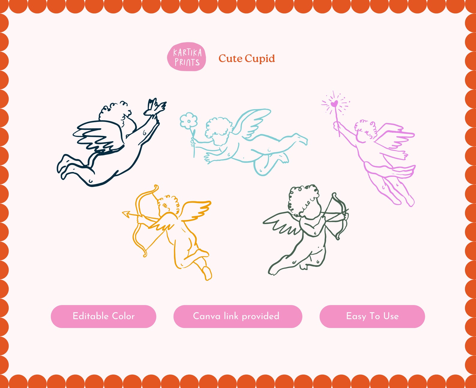 Hand Drawn Cupid Illustration SVG PNG - Drawing Cupid Line Art, Cupid ...